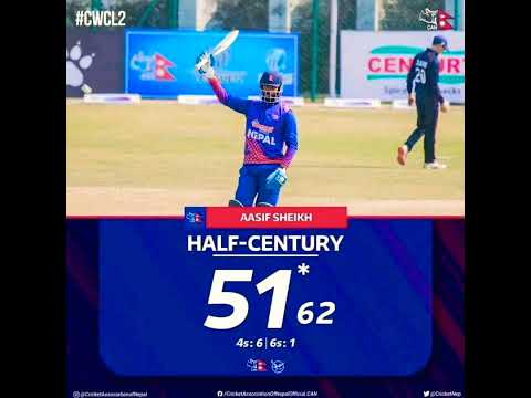 Half century by Aasif sheikh vs namibia #sports #icc #nepal