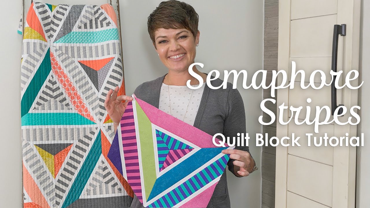 Semaphore Stripes Quilt Block Tutorial - Creative Grids 60 Degree Diamond Ruler | Fat Quarter Shop