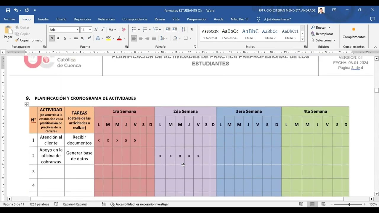 Formatos de practicas laborales 24 24 del estudiante