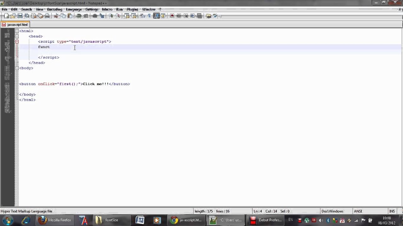 JavaScript tutorial fontsize - function