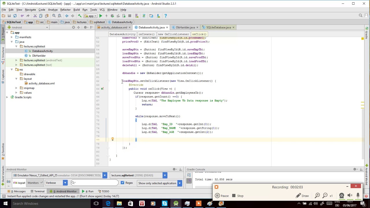 Android SQLite Database with example Project : part 18