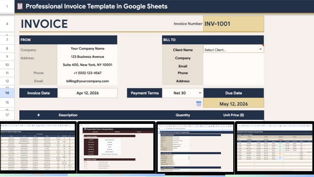Professional Invoice Template in Google Sheets