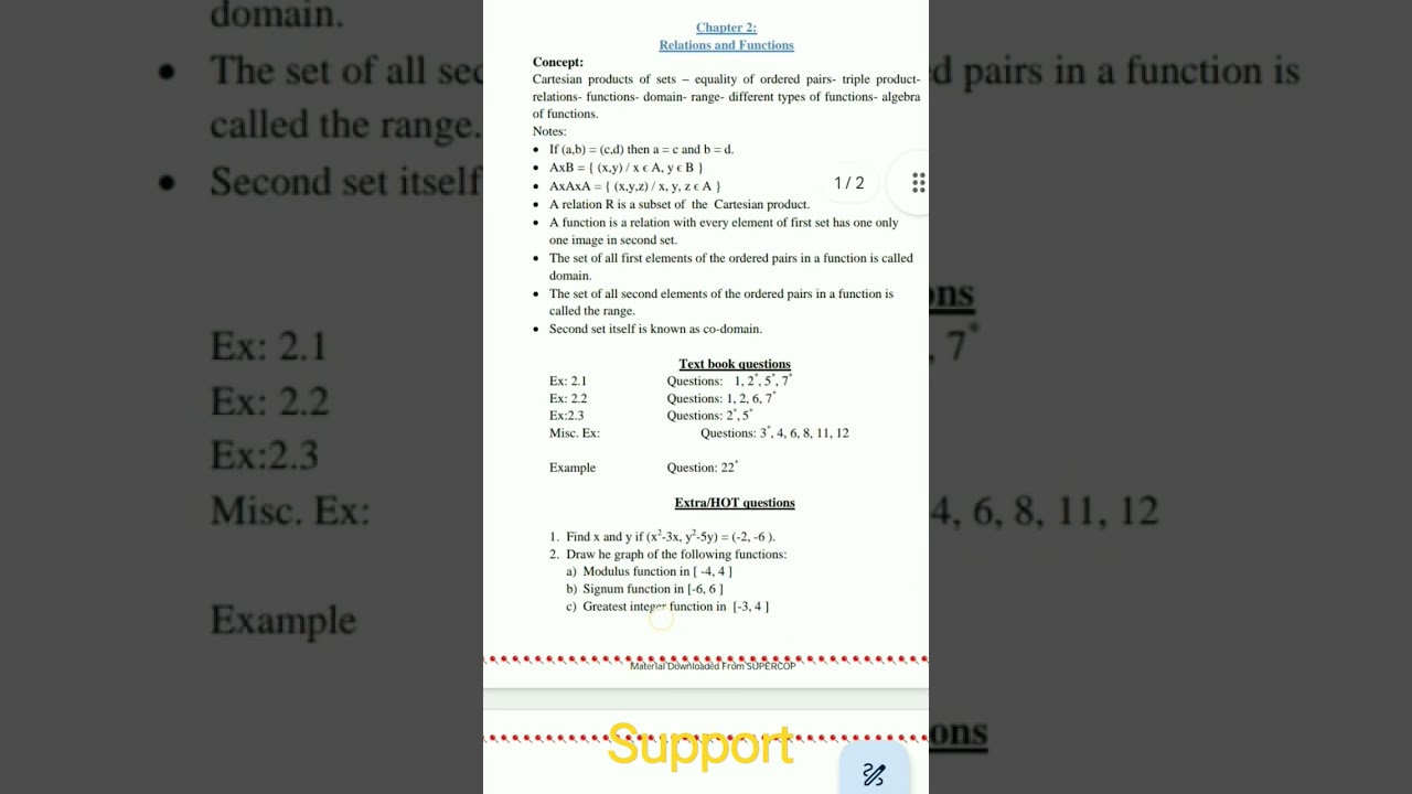 Relation and function notes class 11 #notes #class11th #mathnotes