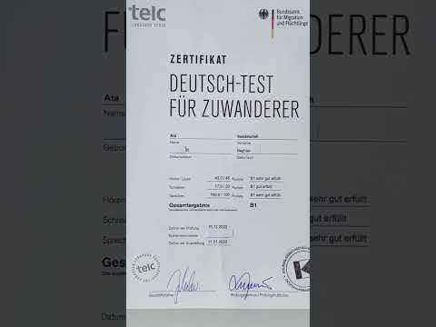 B1 Prüfung bestanden (B1 Telc Zertifikat)