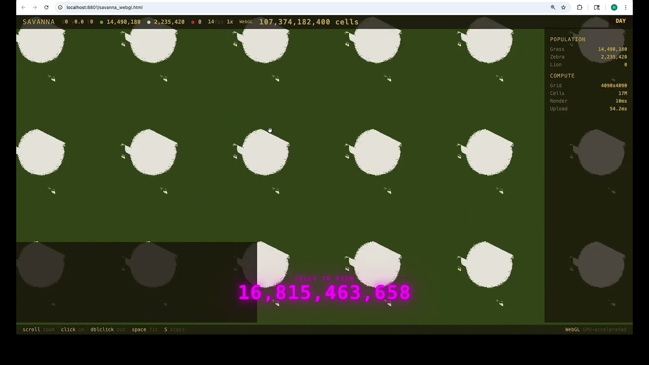Savanna Engine — 100B cell playback test (WebGL + Delta Compression Demo) 2026 04 14 at 8 52 12 AM