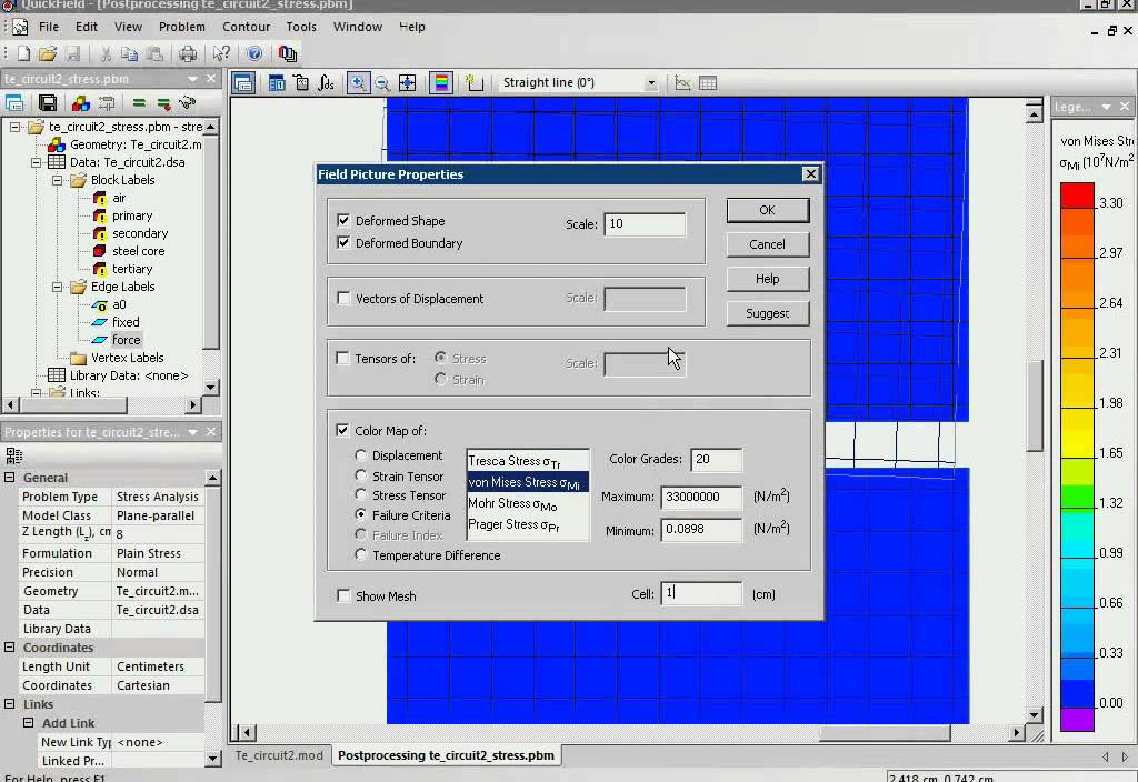 QuickField example: Stress deformation utility