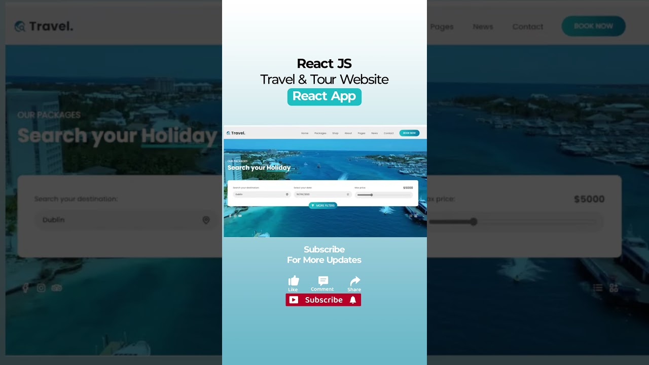 🌋 Create Travel and Tour Website Using ReactJS | React Project 2024 #reactjs