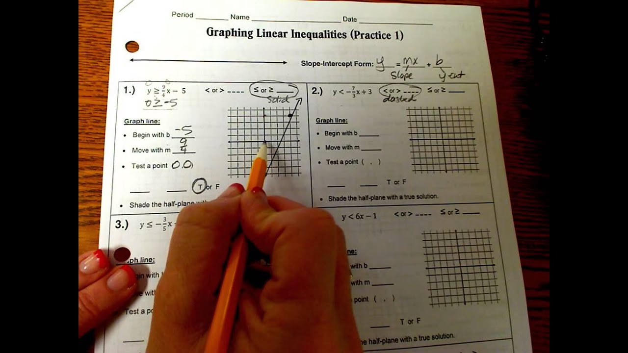 Graphing Linear Inequalities-Practice 1