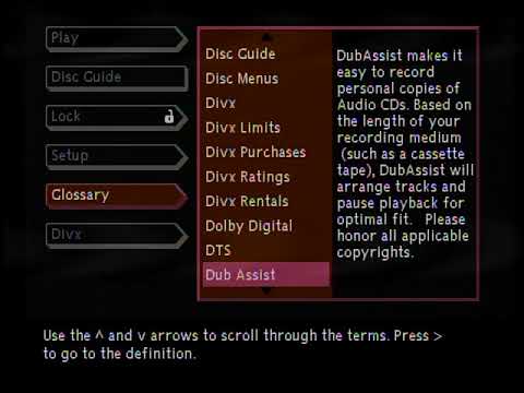 RCA DIVX Player- sample messages and glossary