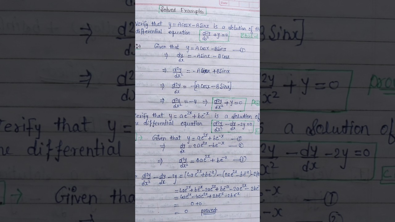 Solution of the differential equation