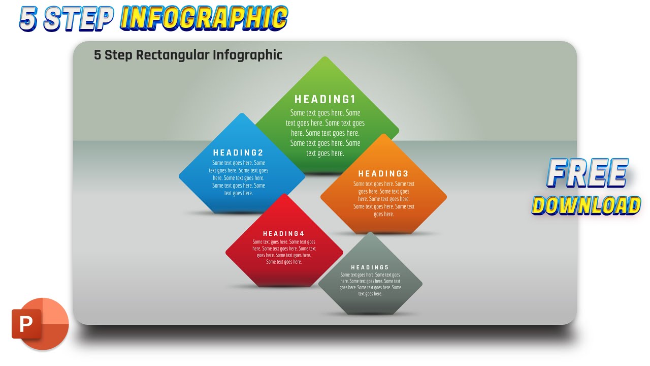 87.PowerPoint Tutorial 5 Step Rectangular Infographic Presentation | Free download