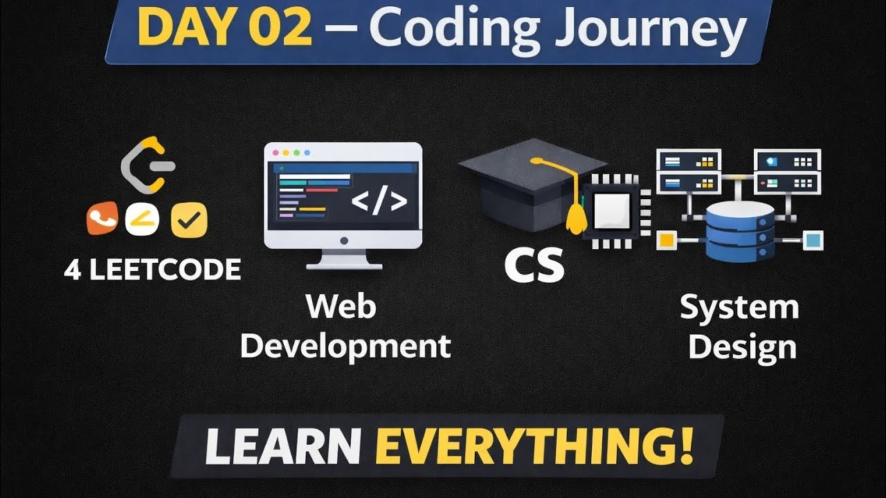 Day 02 of My Coding Journey | LeetCode Practice + Web Development + CS Fundamentals 🚀