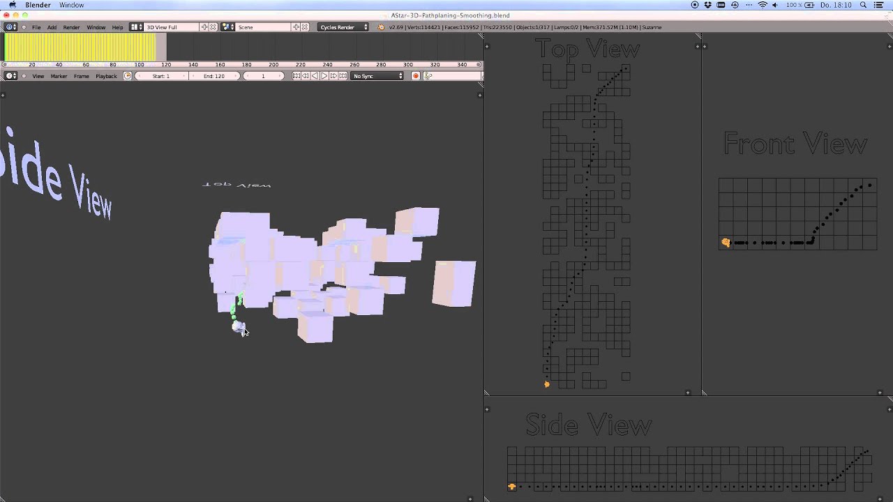 3D A* Pathplanning Algorithm implemented in Blender with Python