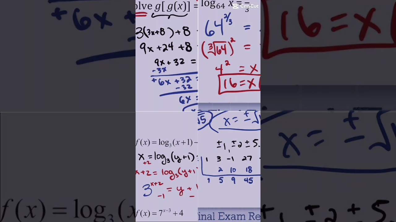 Algebra 2 Final Exam Review