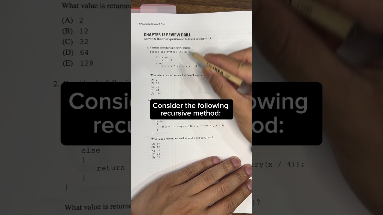 This is a hard recursion problem 🤯 #computerscience #coding #stem #recursion #apcompsci #shorts