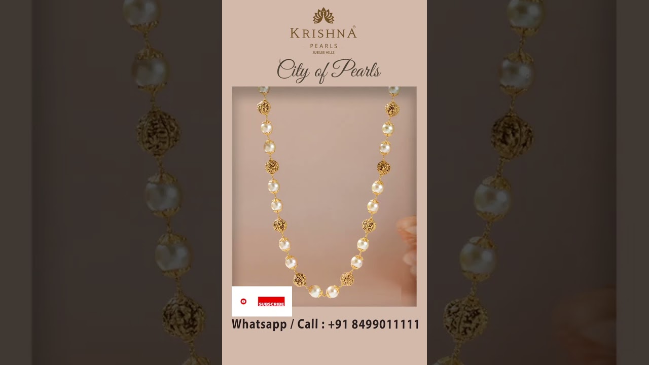 Latest Gold Pearl Chains Designs crafted using yellow gold