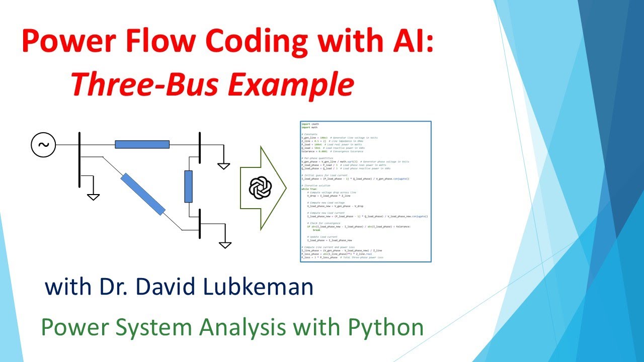 Power Flow Coding with AI - Three Bus Example