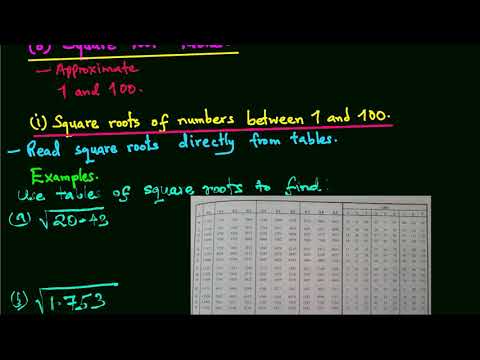 Square roots of numbers between 1 and 100 from tables