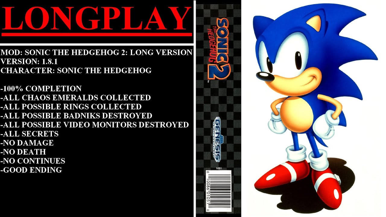 Sonic the Hedgehog 2: Long Version [v1.8.1] (MOD) - (Longplay - Sonic Alone | 100% Completion)