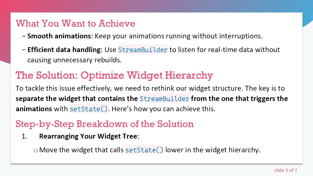 How to Prevent StreamBuilder from Rebuilding in Flutter After setState()