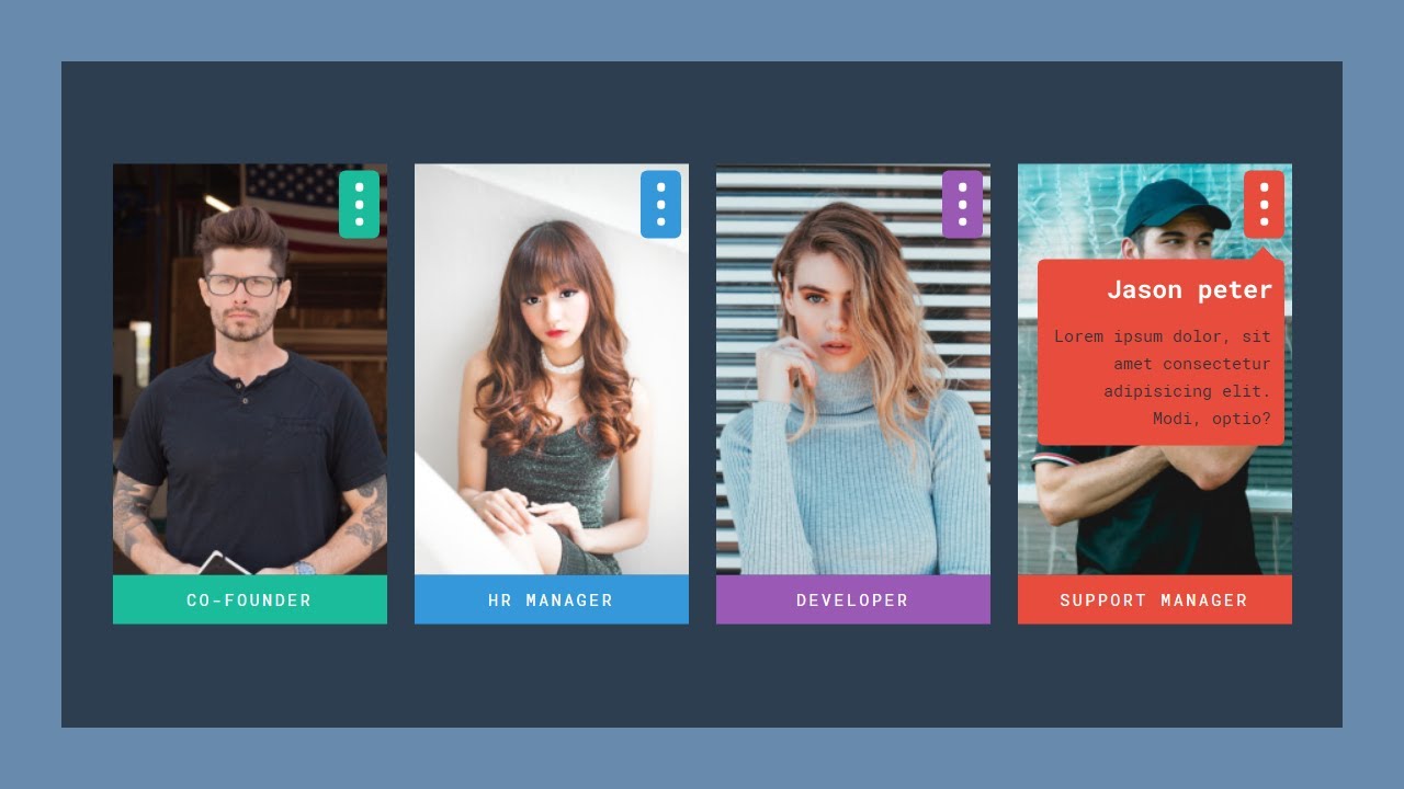 How to create the Our Team Section Using HTML CSS and Javascript - Our Team Page