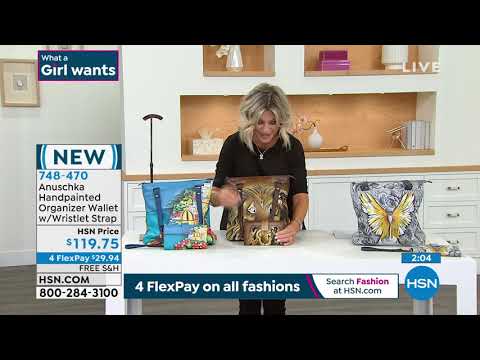 Anuschka Handpainted Organizer Wallet with Wristlet Strap