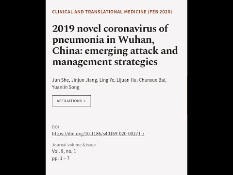2019 novel coronavirus of pneumonia in Wuhan, China: emerging attack and management s... | RTCL.TV