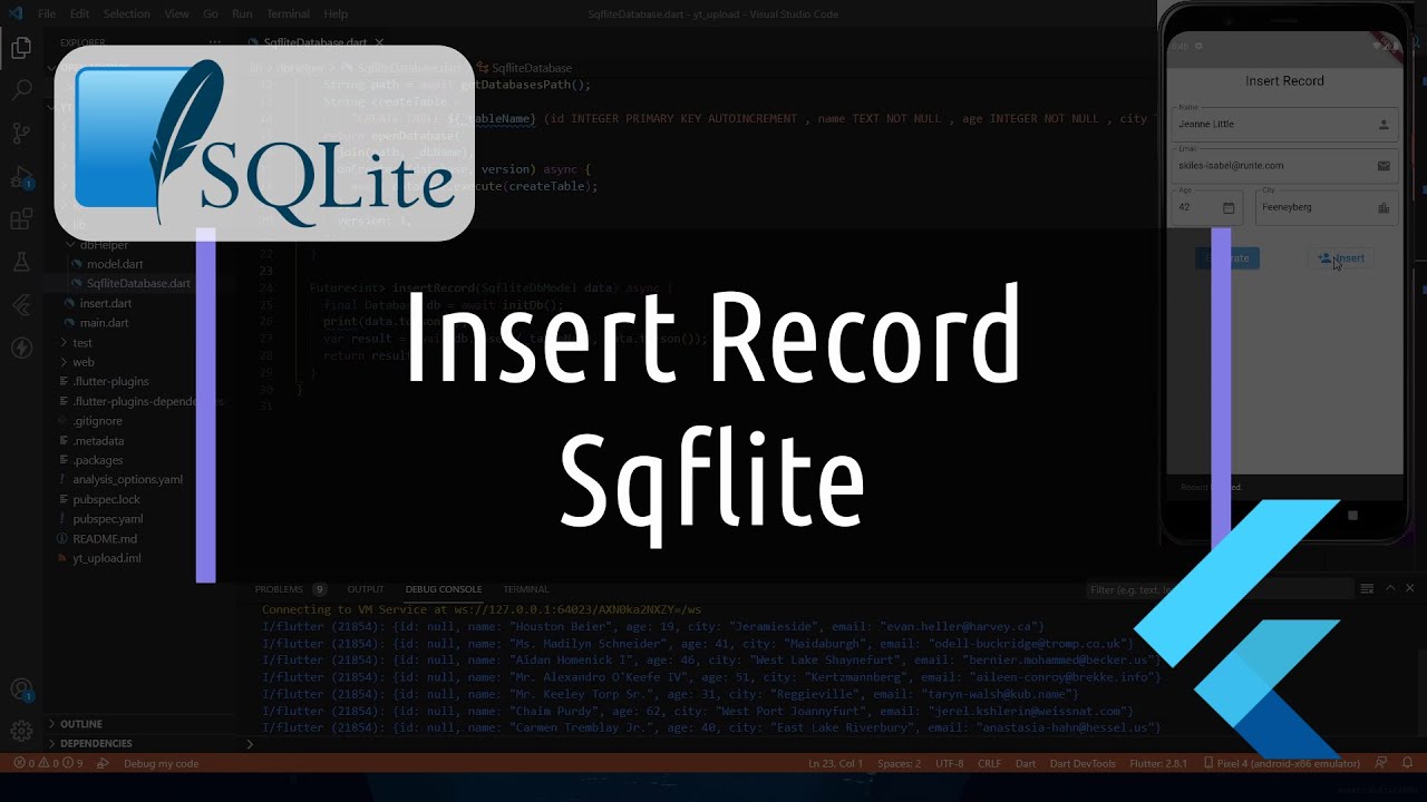 Insert  Record into SQLite Database -  Flutter