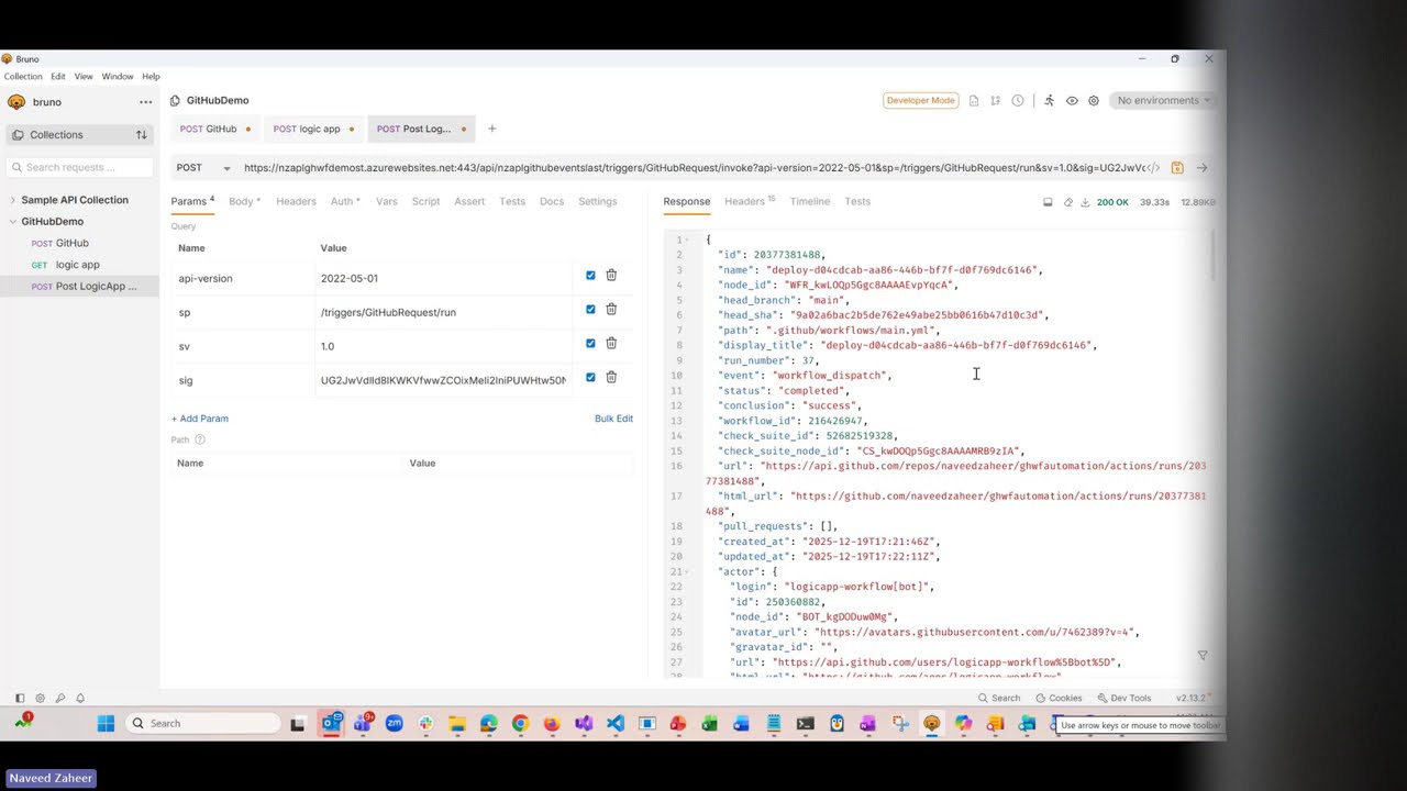 Securely trigger GitHub Workflows and track their progress using Azure Logic Apps