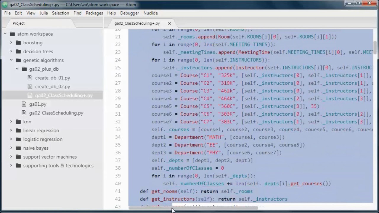 Class Scheduling (02) + Genetic Algorithm(03) + Python Prototype Project (+SQLite DB)