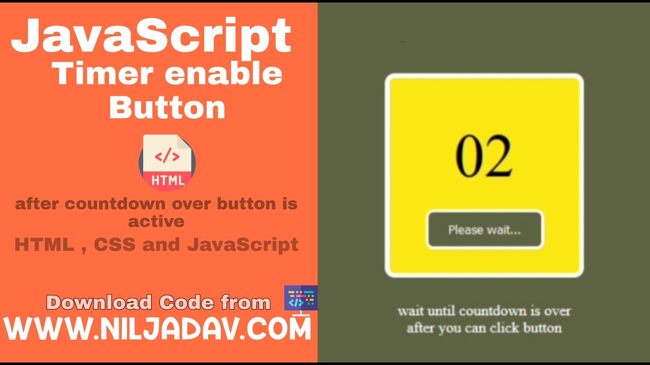 easy JavaScript timer enable Button || JavaScript countdown || Niljadav