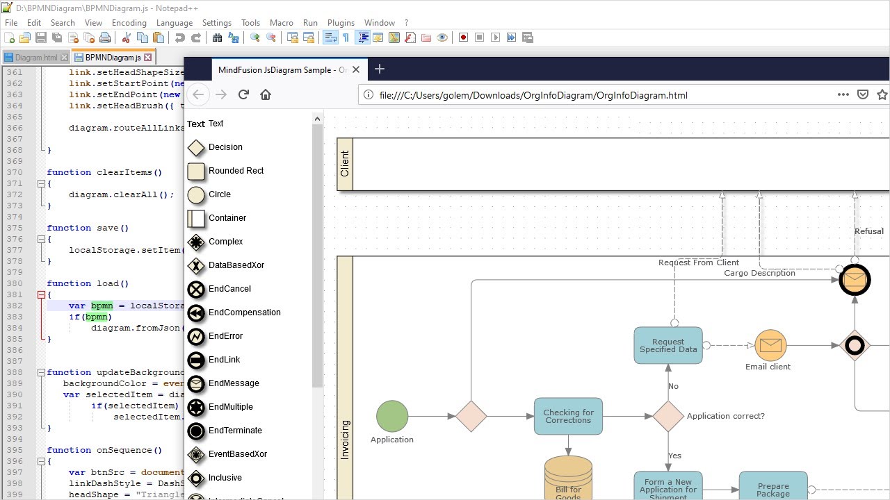 BPMN Diagram Application in JavaScript