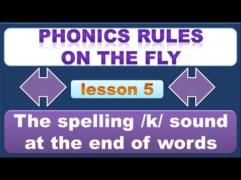 Phonics Rules on the fly -lesson 5 -Spelling the /k/ sound at the end of words (c, k, ke, ck , ick)