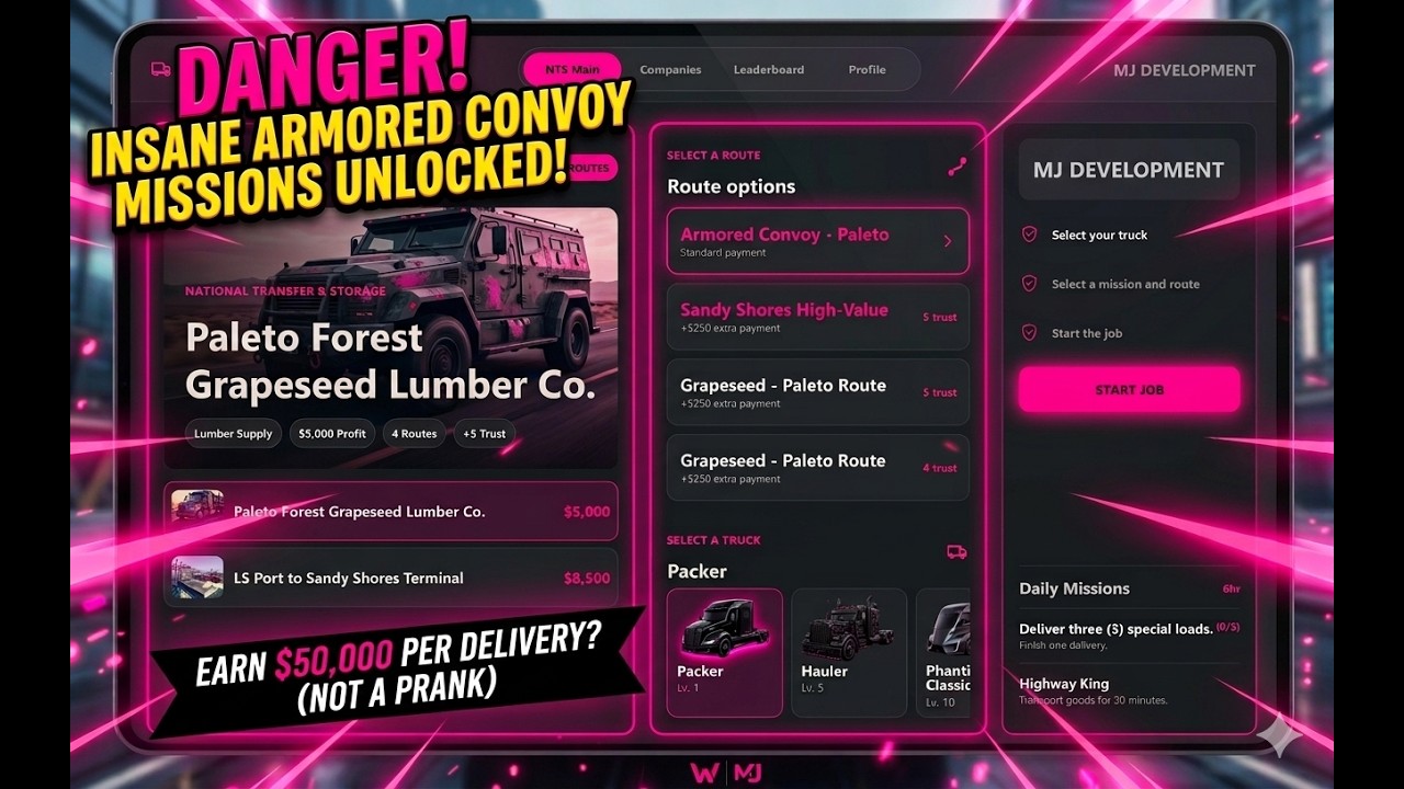 [FREE] 🤯 The Ultimate Trucking Job | Daily Missions Level System | ESX/QBCore/QBox | MJ DEVELOPMENT