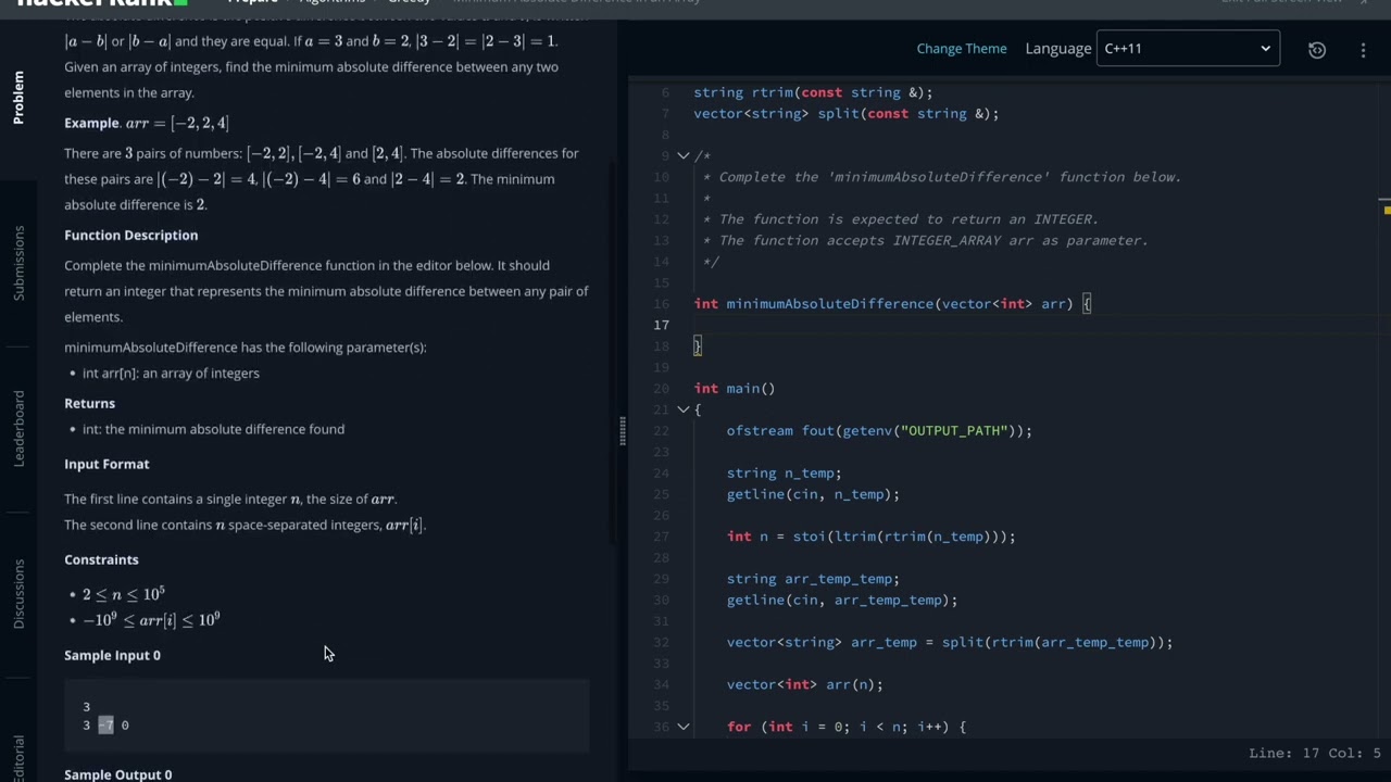 Hackerrank: Minimum Absolute Difference in an Array