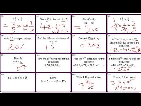 GCSE 9-1 Maths KS3 Maths Exam Style Questions End of Year Assessments/Exams Sep 2024