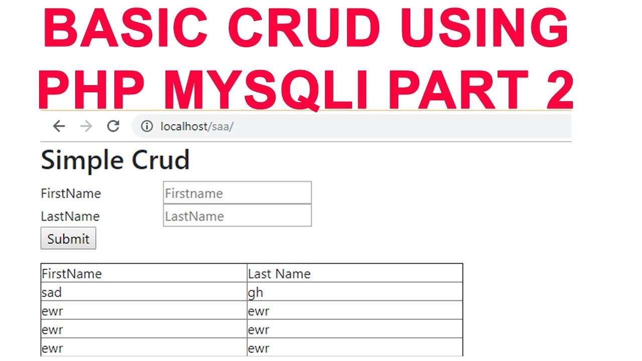 Beginner Basic Crud using Php Mysqli part 2