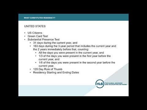 HLB International Tax Webinar Eps 12 Global Mobility Tax Residency Planning and Compliance