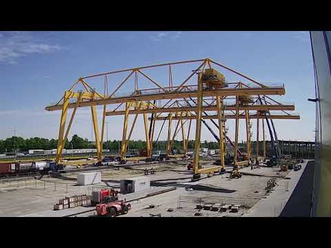 The process of erecting RMG cranes at the CLIP terminal