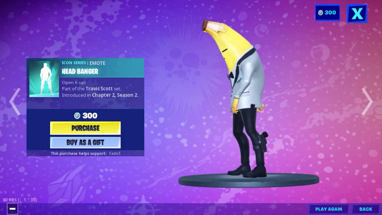 Peely doing Travis Scott emote