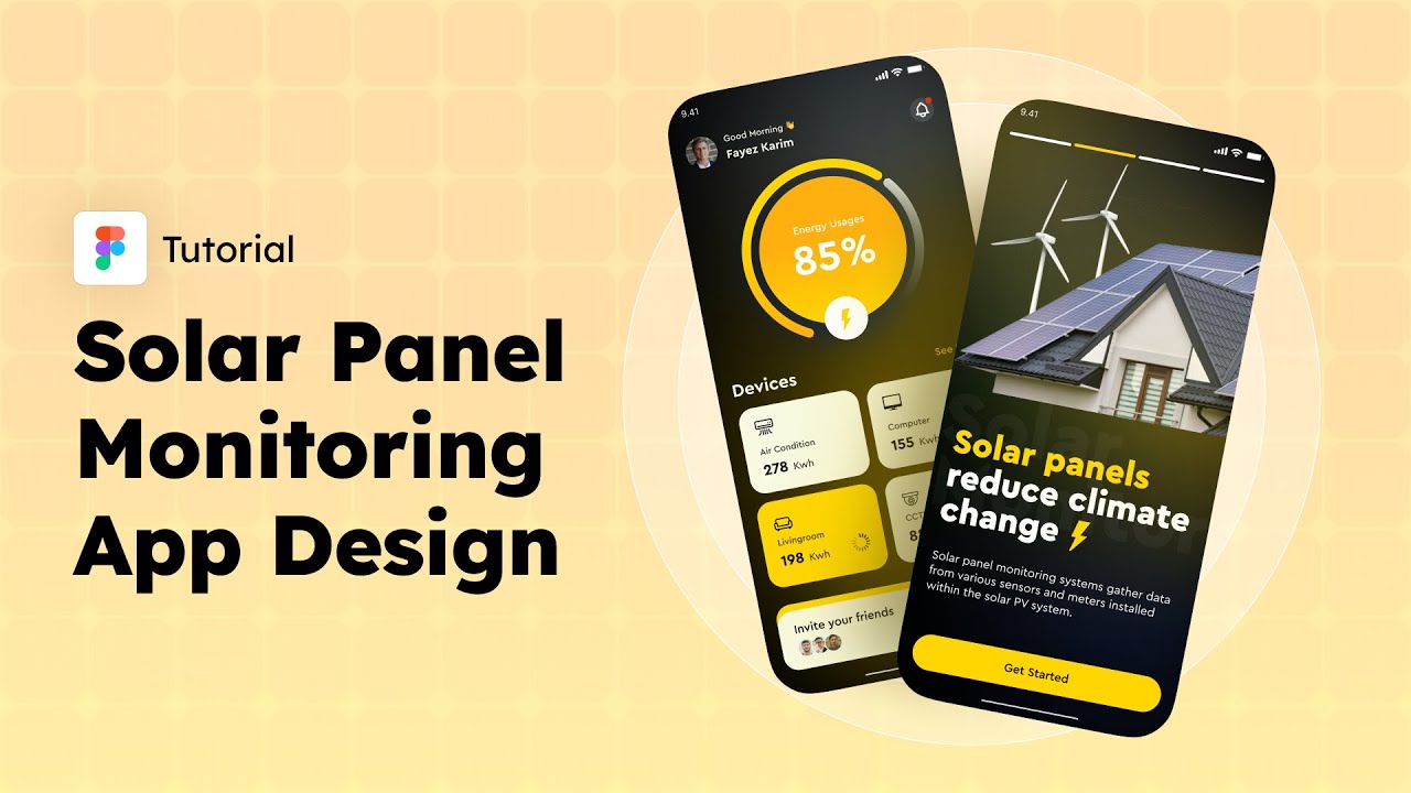 Figma Mobile App Design tutorial | Solar Panel Monitoring APP design | Figma for beginners