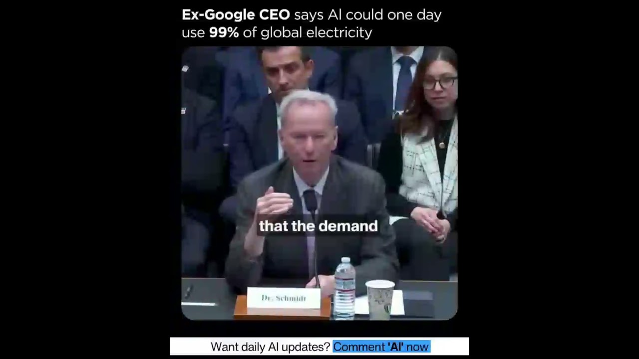 Ex-Google CEO Eric Schmidt warned Congress that ai could same day use 99% of the worlds electricity
