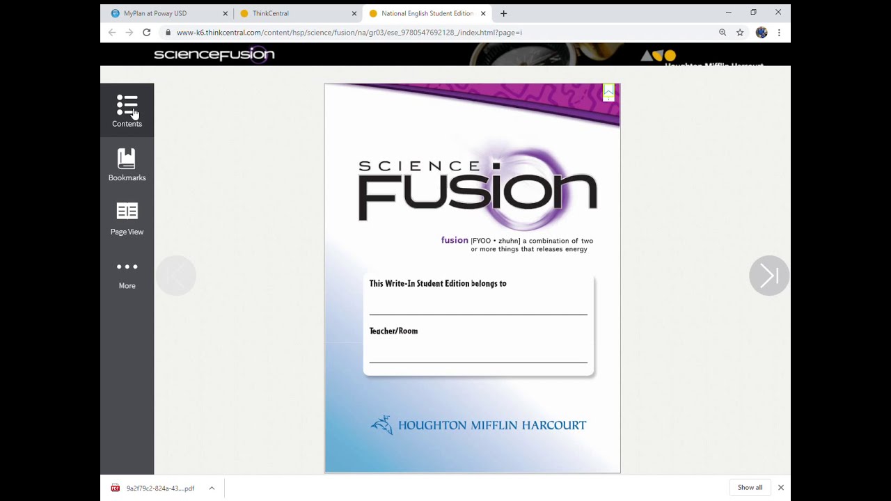 Where is the Science Fusion online book?