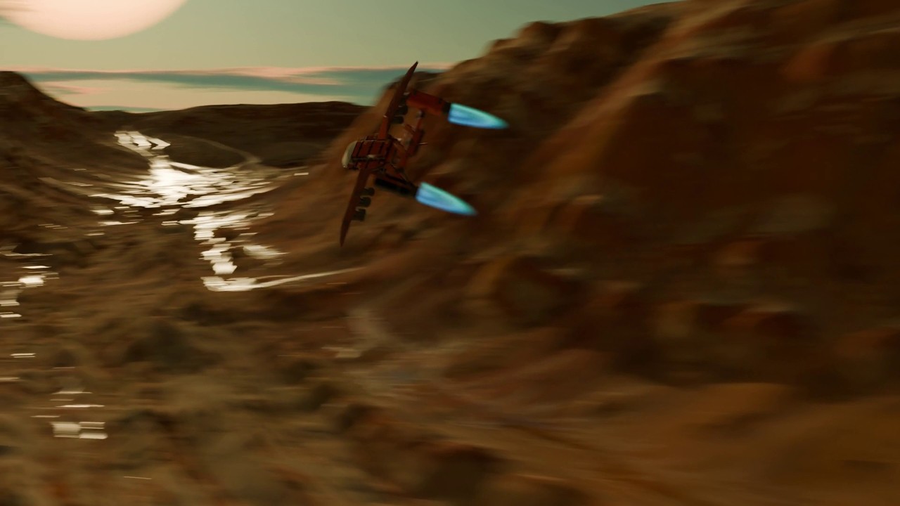 Spaceship testflight on alien planet (Animation test EEVEE Next)