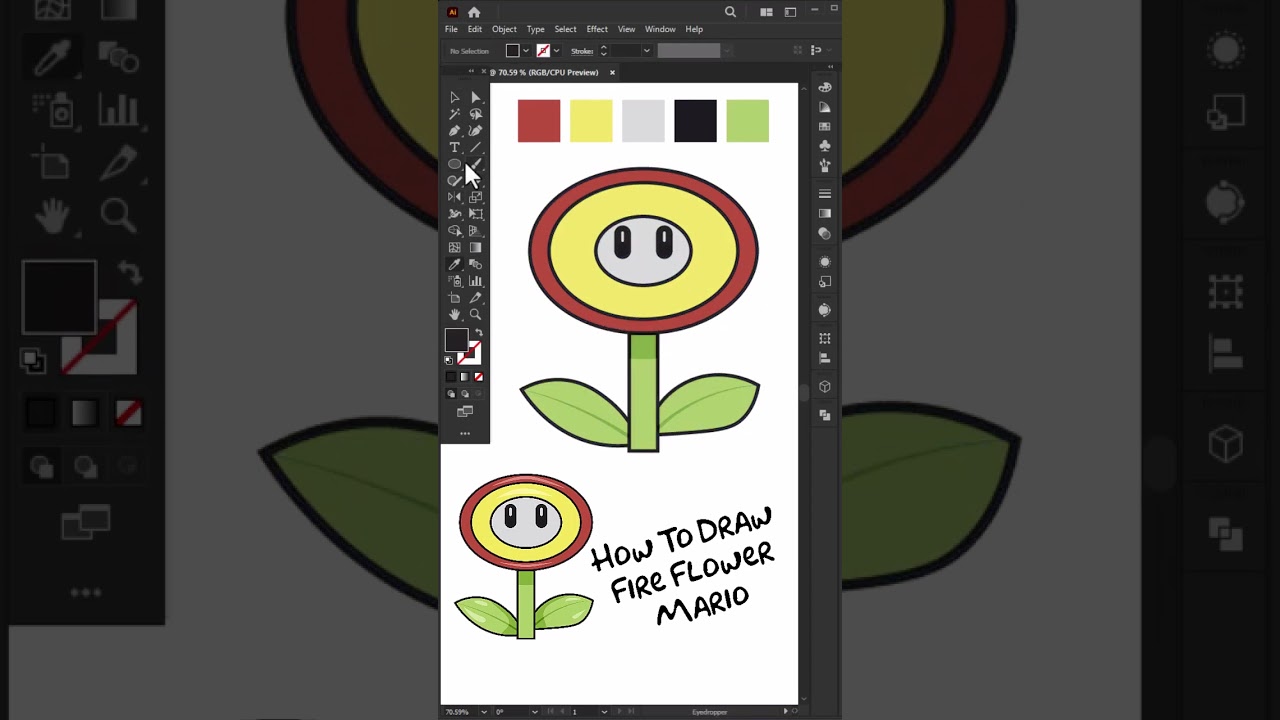 Fire Flower Mario Tutorial drawing tutorial In Adobe Illustrator