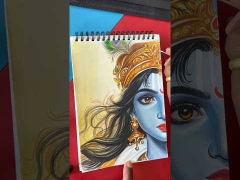 Krishna portrait painting by poster colour | Krishna half face drawing #painting #artist #art