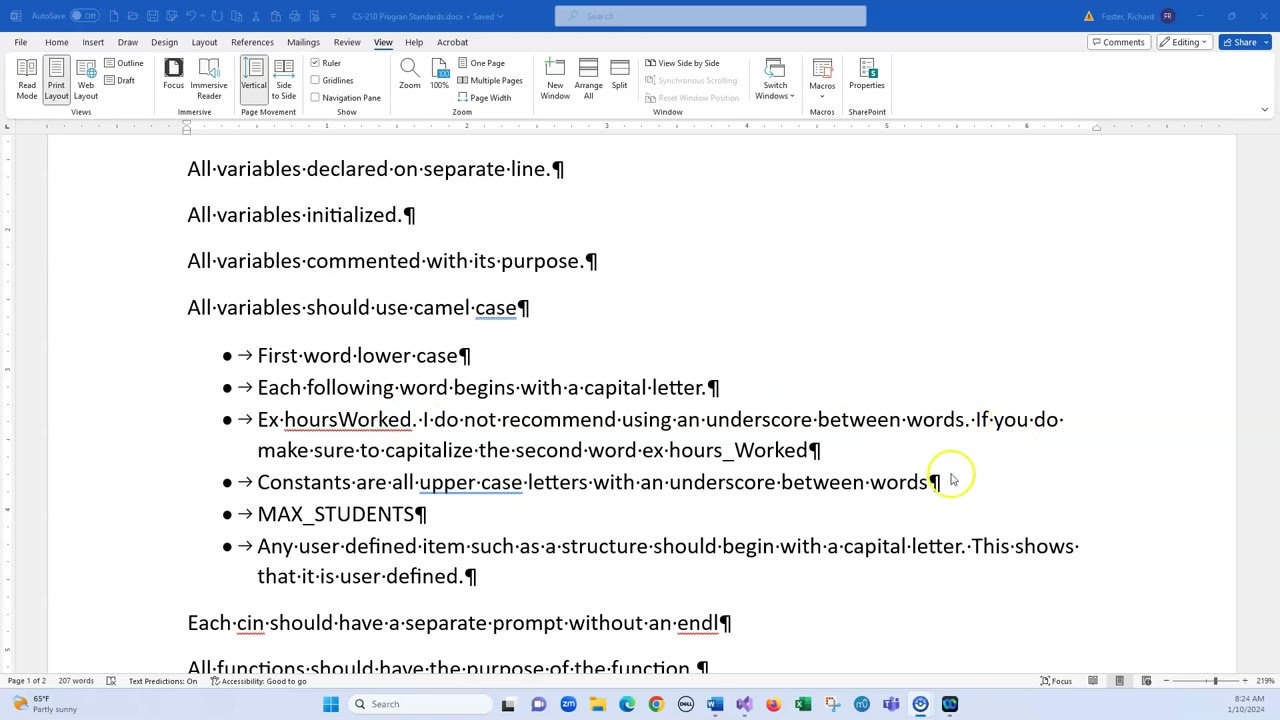 CS210 Program Requirements Summary Part-01