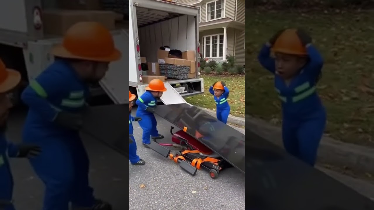 [SiSu8]Mini Movers Mishap: Toddler Crew Drops the TV