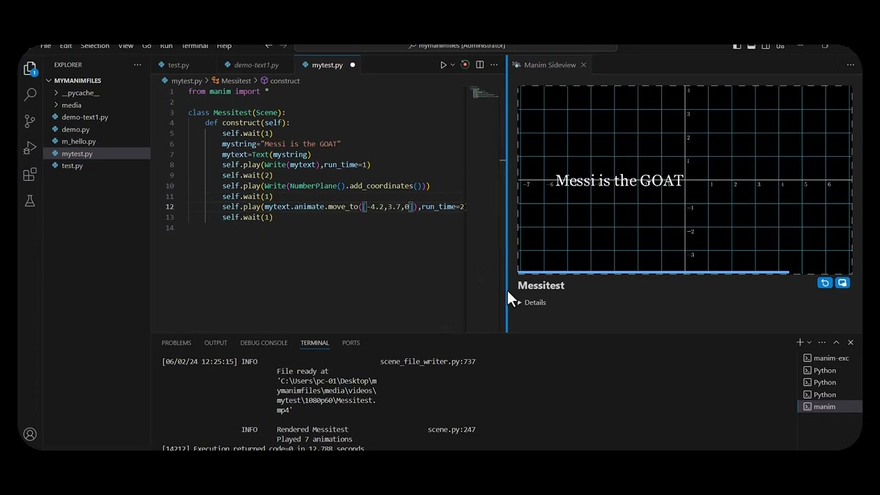 moving objects in manim(animation)