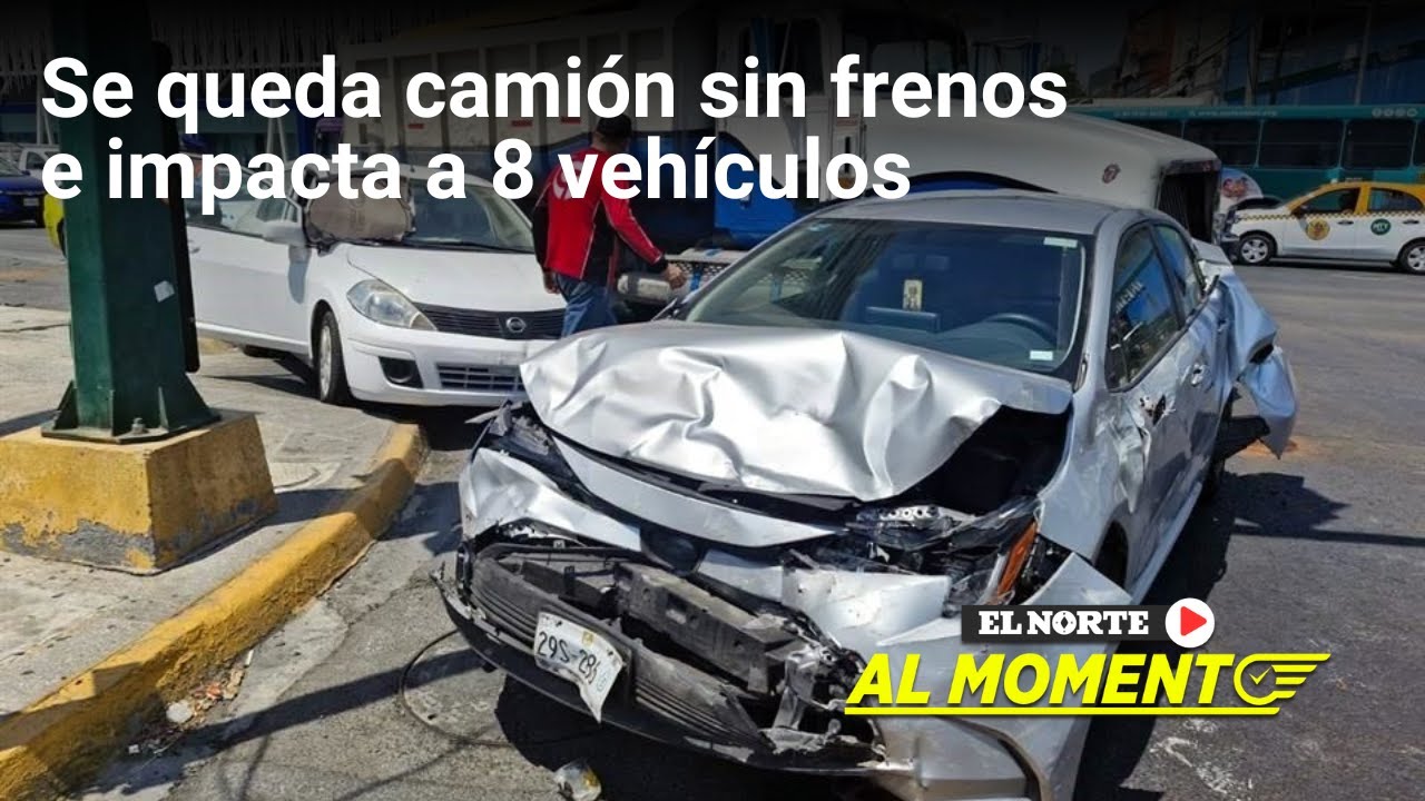 Se queda camión sin frenos e impacta a 8 vehículos